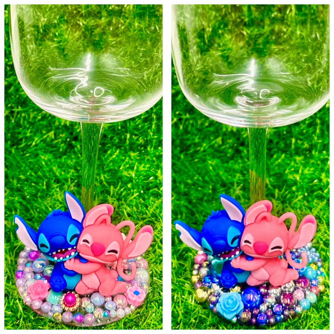 Disney Wine Glass Lilo & Stitch Stitch Angel - Etsy UK