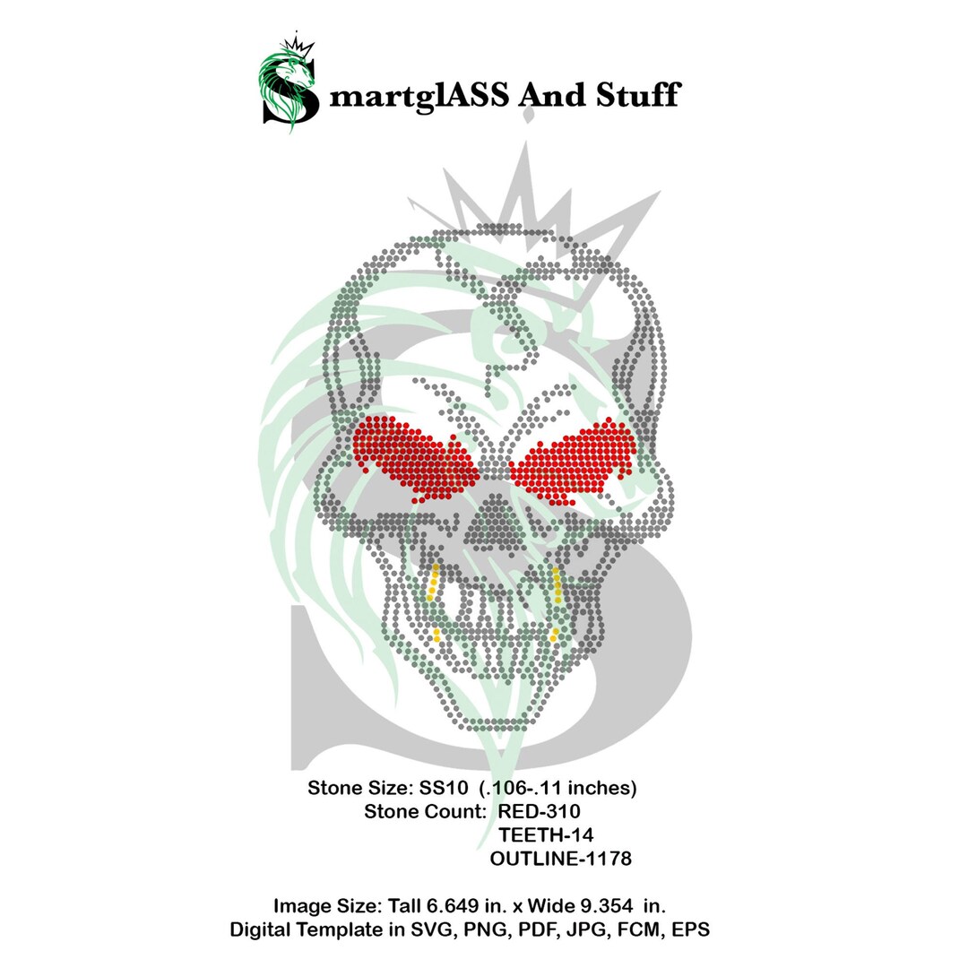 Instant Digital Download Bling Skull Skeleton Rhinestone Template - Etsy
