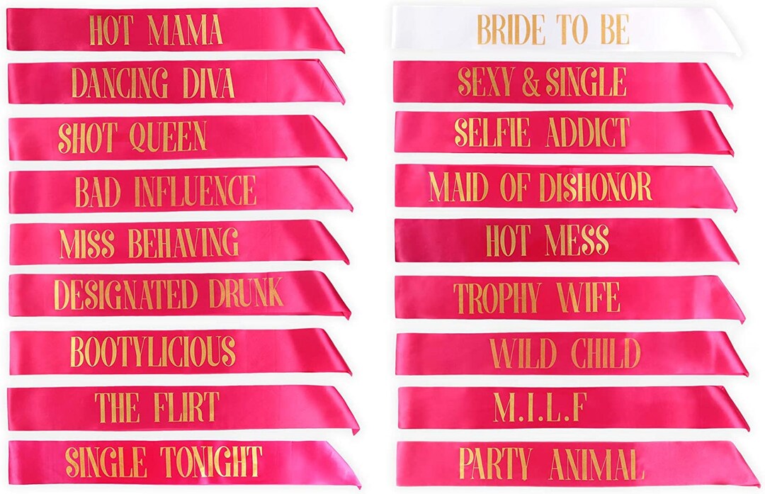 18 Bachelorette Sash Set, 1 White Bride to Be Sash, 1 Maid of Honor ...
