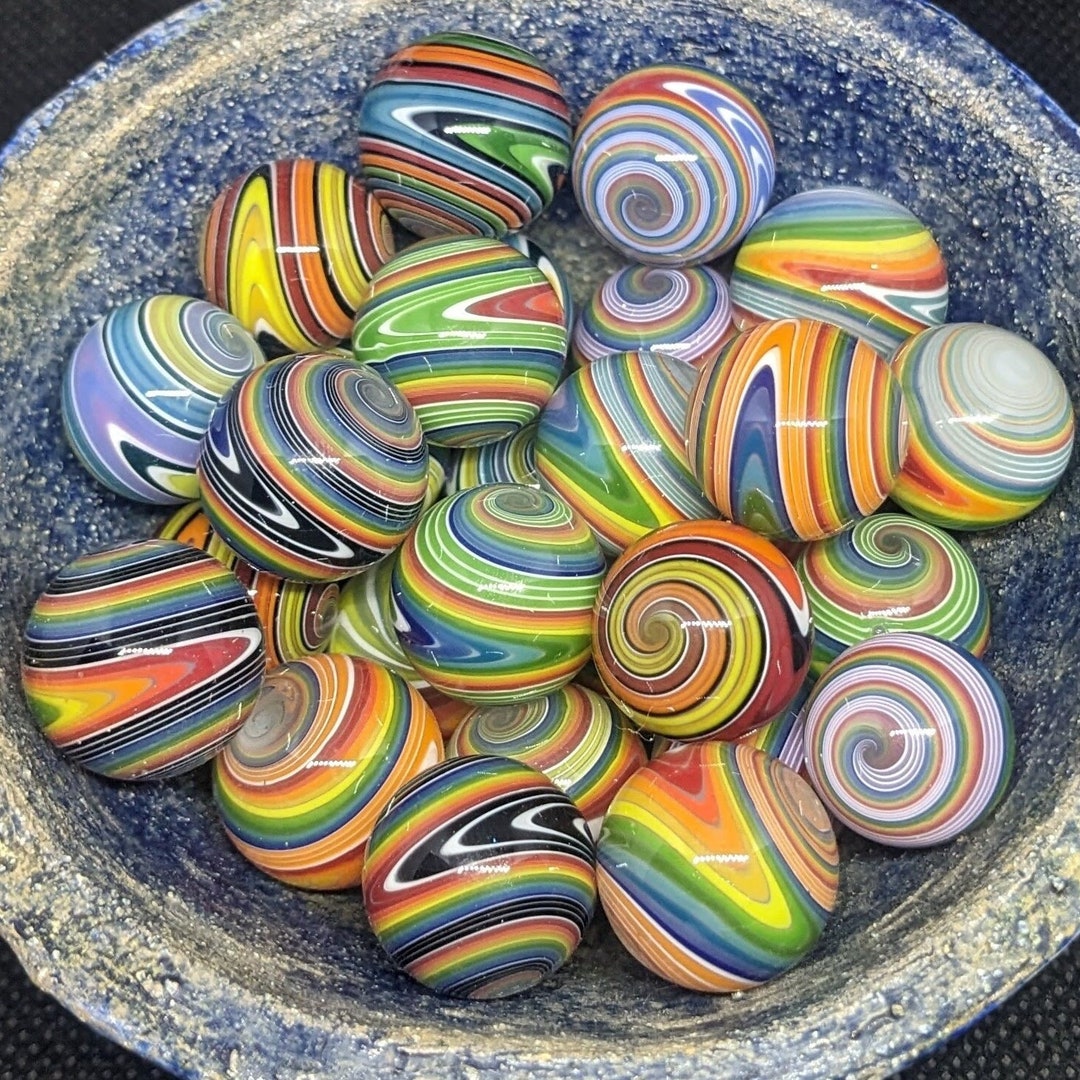 Mini Linework Surprise Marbles ~.6" , Mini Rainbow Marbles, Mini Wig ...