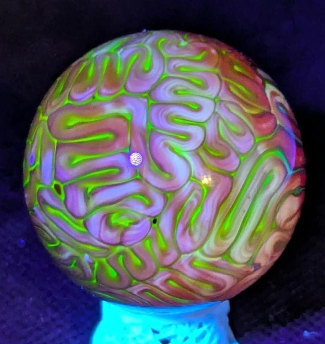 Brain Marbles UV GLOW 1" & 1.5", Play Marbles, Collectible Art, Glass ...