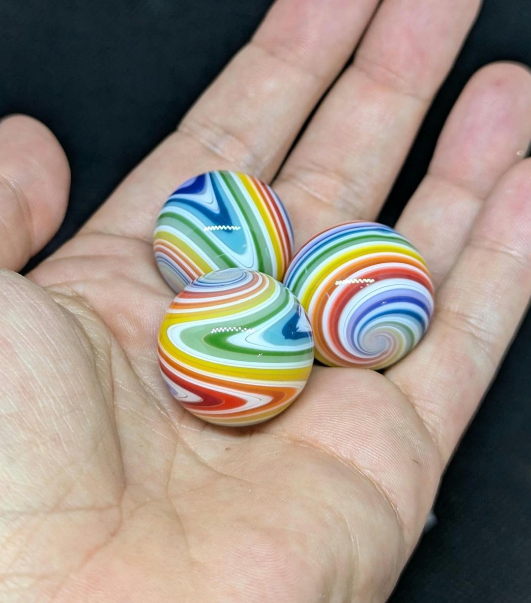 Rainbow W/white 3-pack Linework Marbles 1", Rainbow Marbles, Mystery ...