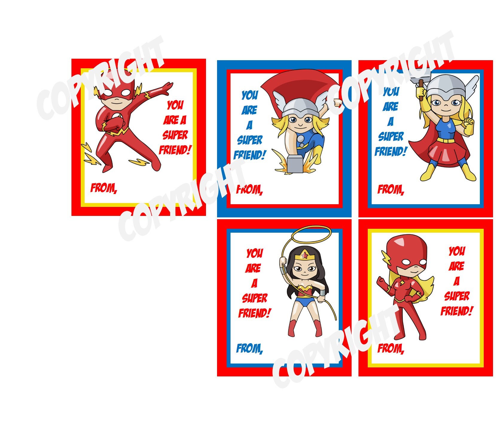 Superhero Boys and Girls Printable Valentines - Etsy
