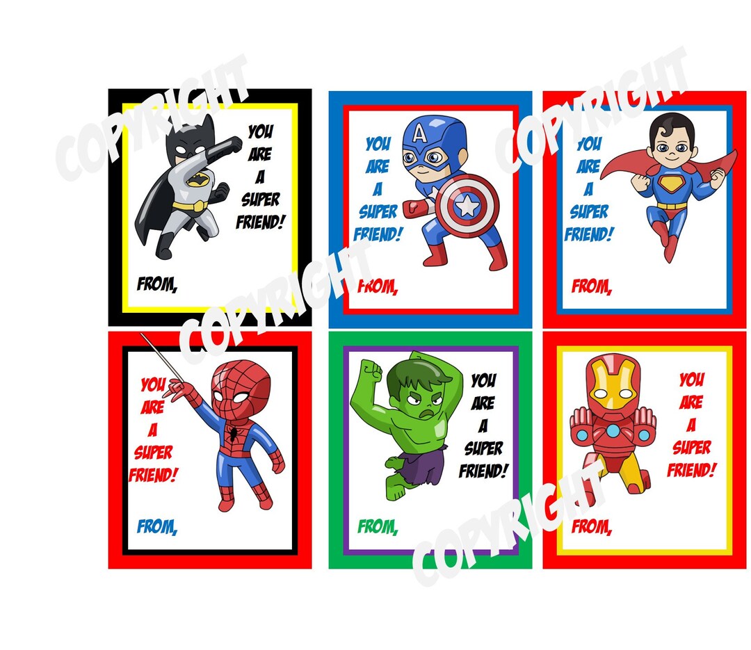 Superhero Boys and Girls Printable Valentines - Etsy