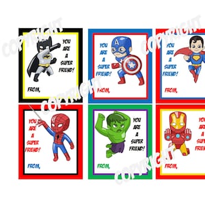 Superhero Boys and Girls Printable Valentines - Etsy