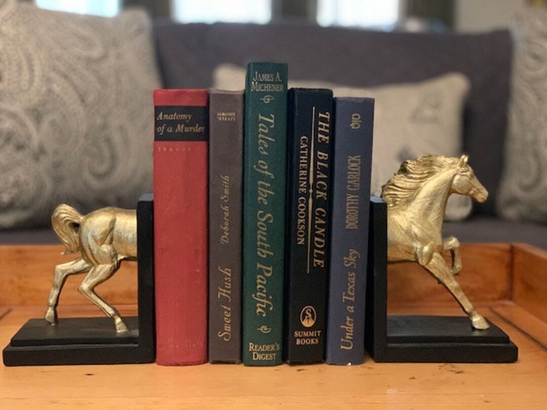 Handsome Modern Equestrian Gold-tone Bookends Decorative & Functional ...
