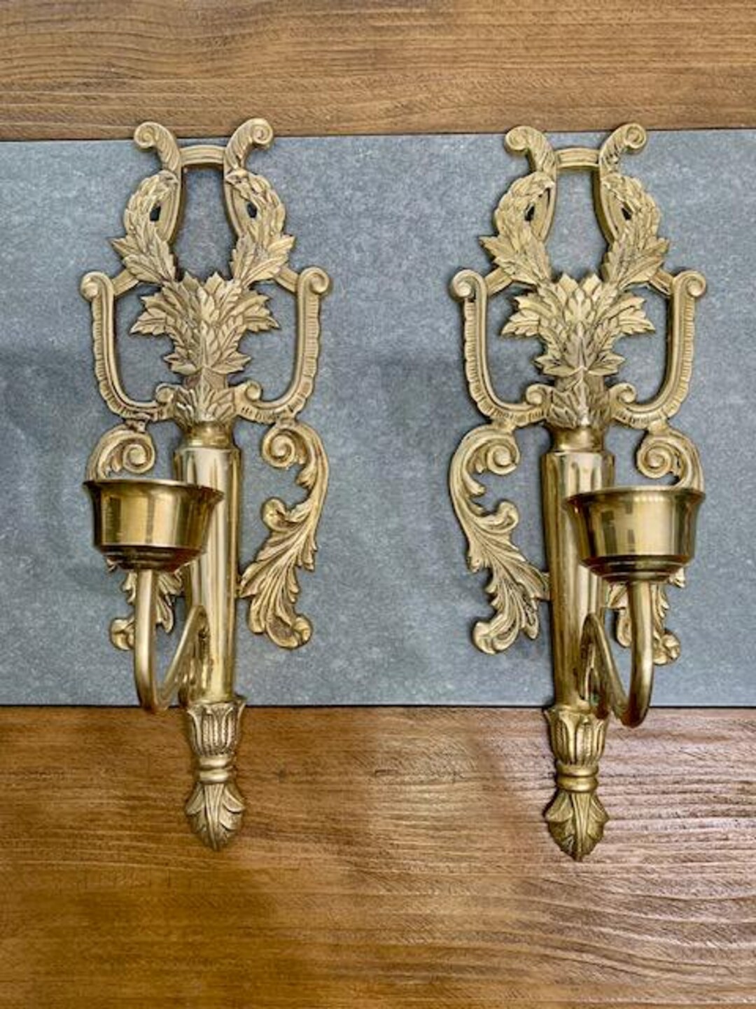 Neo-classical French Rococo Decor, Mid-century Brass Fleur Wall Sconce ...
