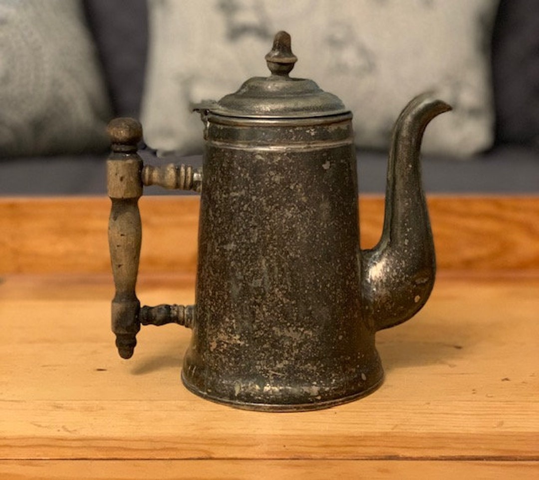 Antique Coffee Pots, Vintage Tin W/old Wood Handle. Farmhouse Decor ...