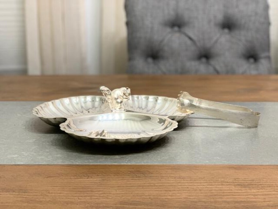Silver Squirrel Dish, Silverplated Squirrel Tray, Relish Tray, Snack ...