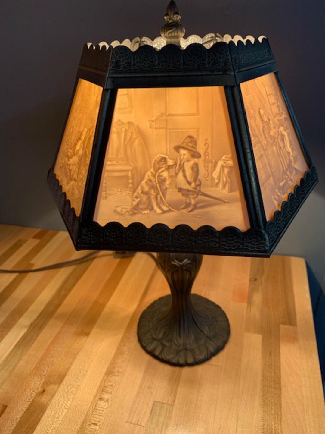Petite Vintage Porcelain Lithophane Table Lamp Luminary Children's ...