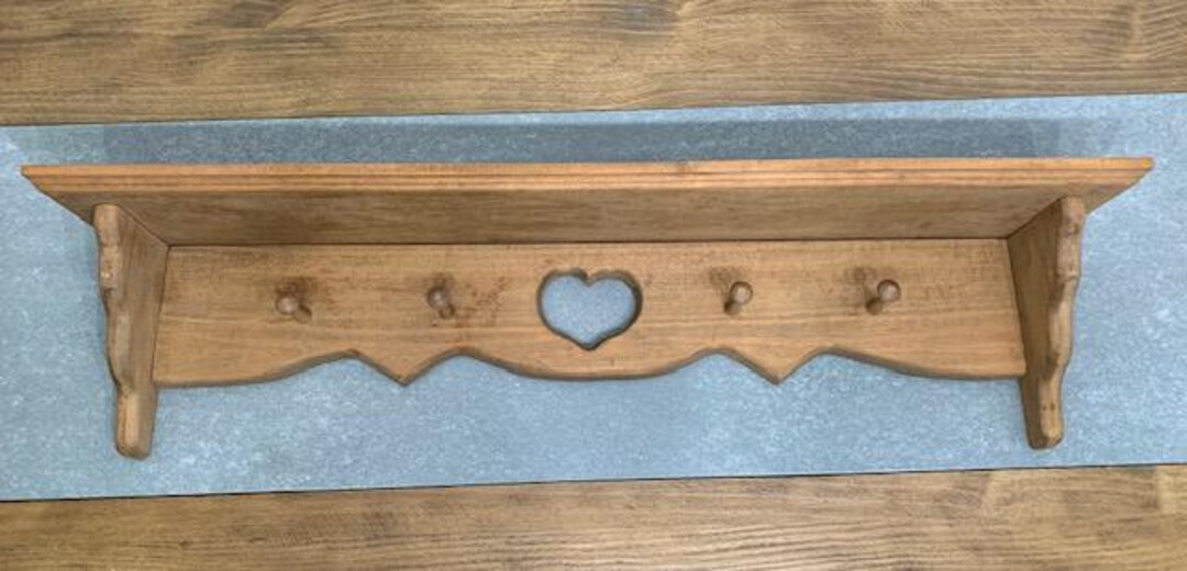 Large Rustic Wooden Shelf, Peg Coat Rack, Wood Decor, Rustic Decor ...