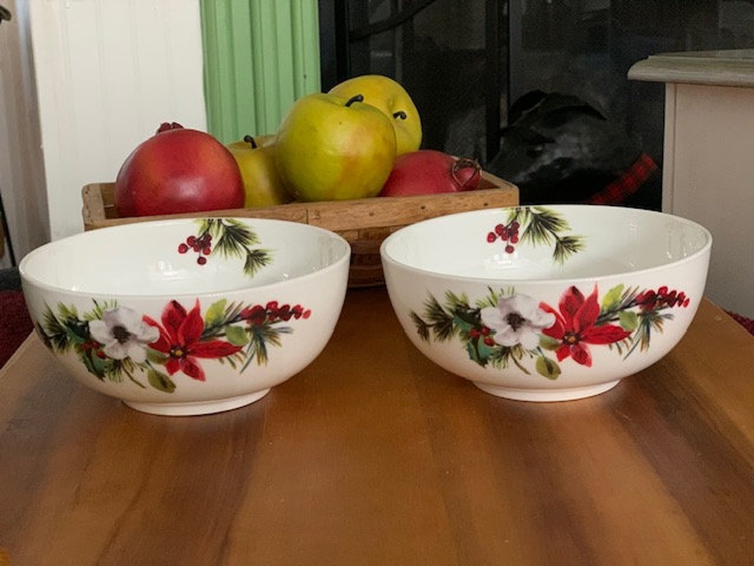 Mikasa HOPE JOY Collection Bone China Christmas Set of 2 Berry Bowls ...