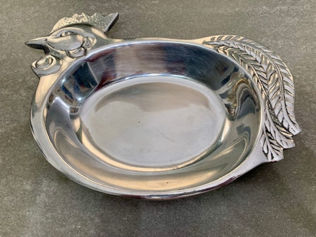 Adorable Silver Pewter Rooster/chicken Shaped Candy Dish. Farmhouse ...