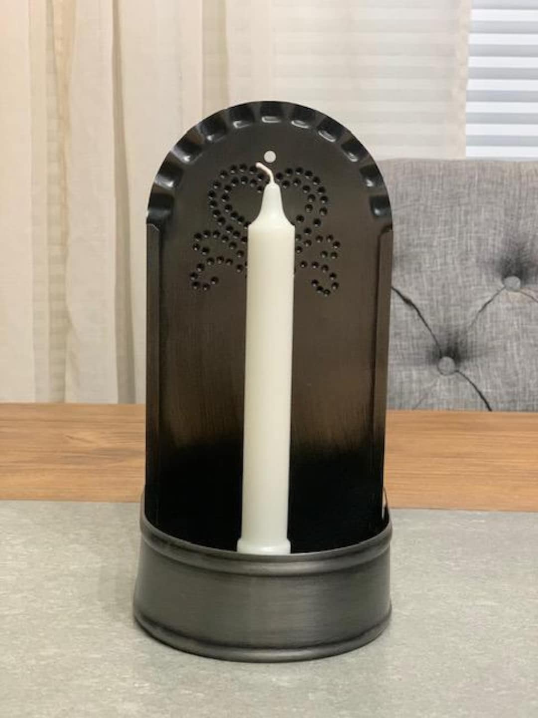 Vintage Tin Reflector Candle Holder, Colonial-style Candlestick ...