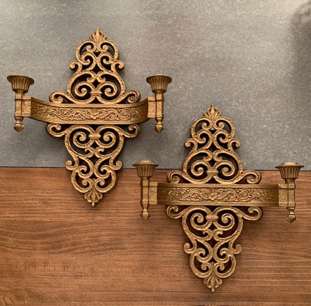 Vintage 1972 Pair of Syroco, Hollywood Regency, Rococo, Gold Resin ...