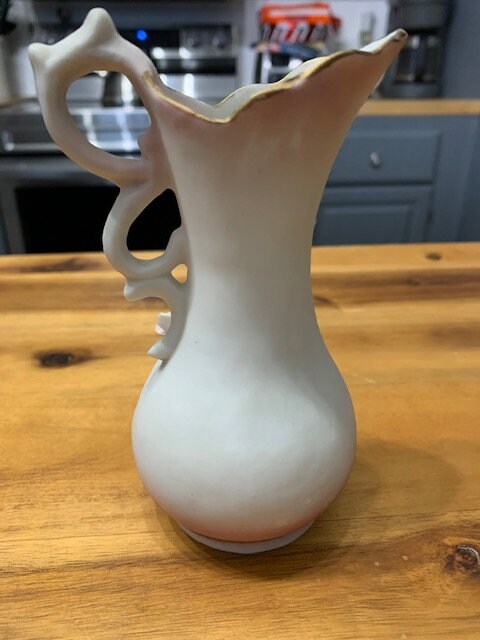 Vintage, Hand Painted, Raised Flower, Bisque, Vase by Interpur, Floral ...