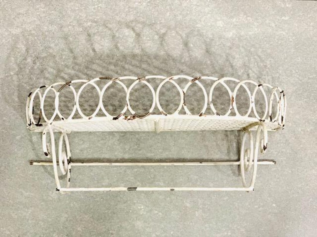 Rustic White Shelf, Farmhouse Country, Metal Decor, Rustic Decor ...