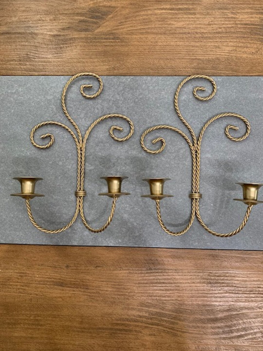 Home Interiors Twisted Wire Gold Tone Metal Wall Sconces, Wall Decor ...