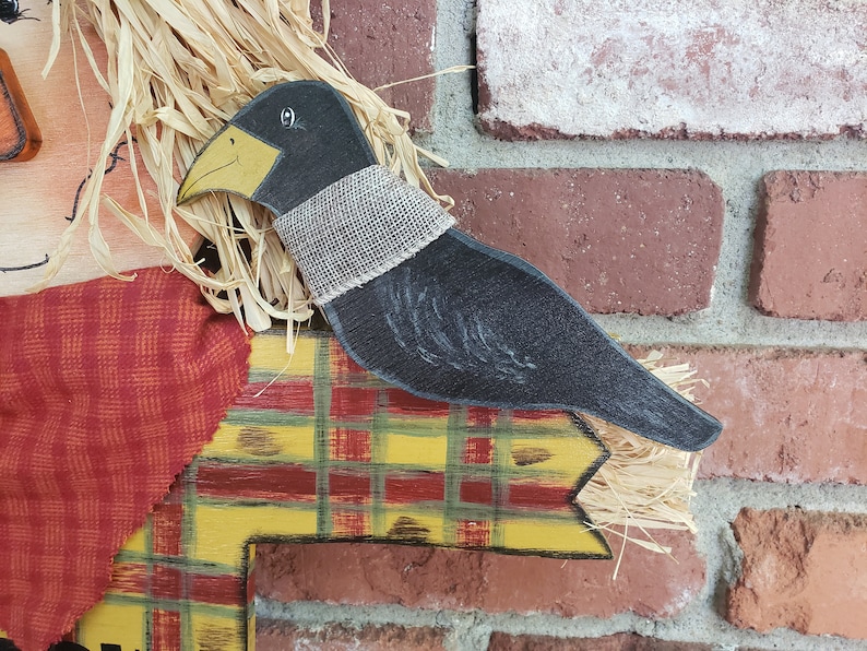 Happy Fall Outdoor Door Hanger Cecil Scarecrow CROW PATROL Wood Porch ...