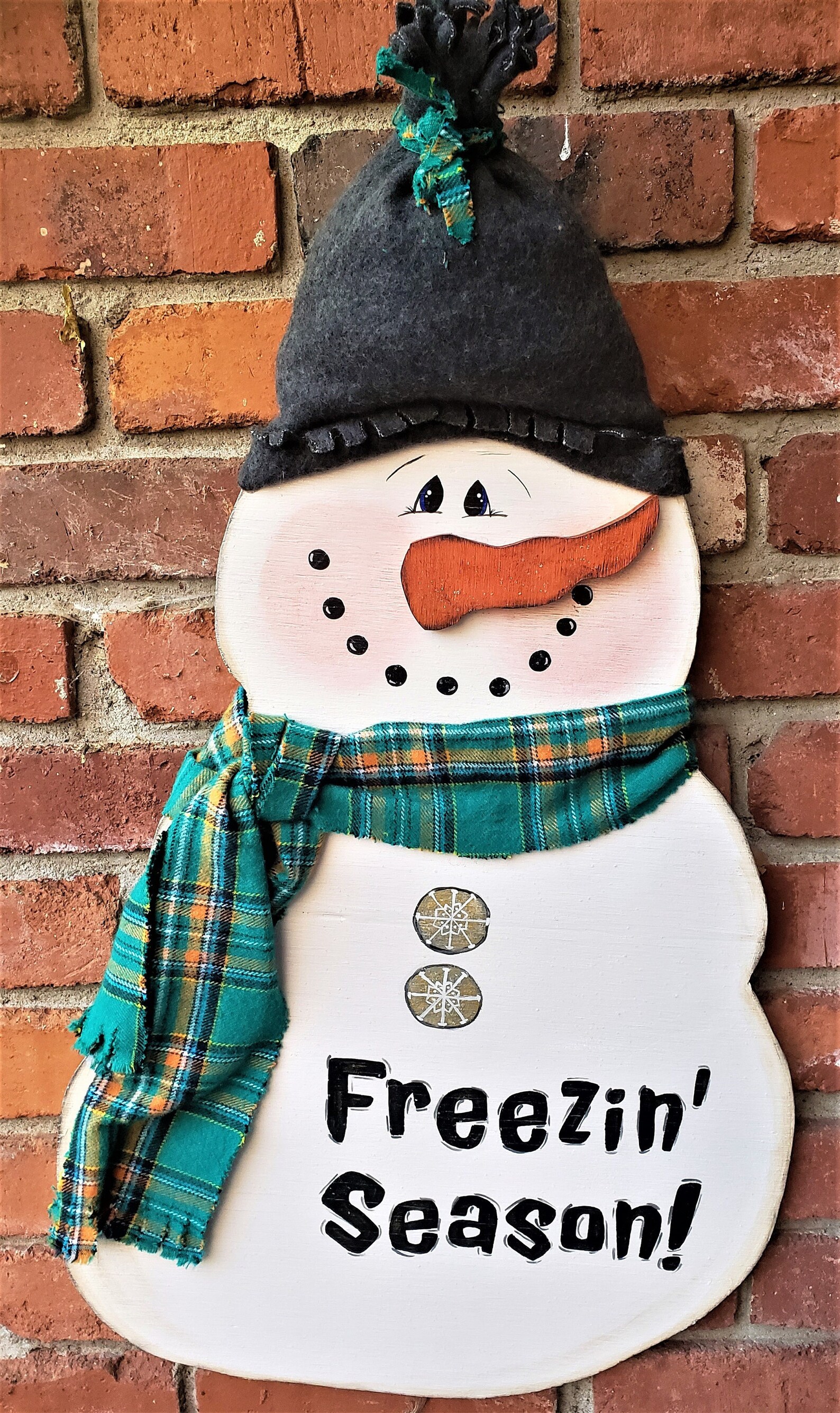 Sammie the Snowman Sparkly Winter Farmhouse Let It Snow Wooden Door ...