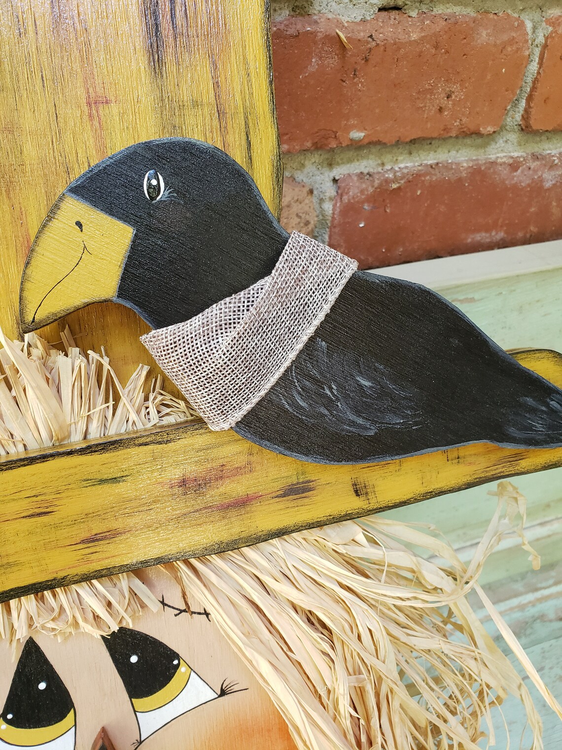 Oversized Silas Scarecrow W/ Black Crow Fall Oversized Wooden Wall ...