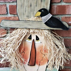 Oversized Silas Scarecrow W/ Black Crow Fall Oversized Wooden Wall ...