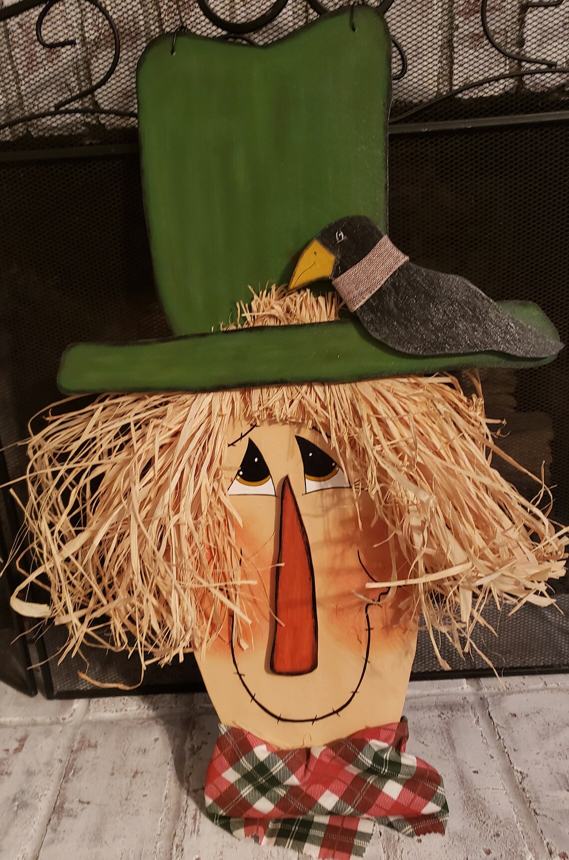 Oversized Silas Scarecrow W/ Black Crow Fall Oversized Wooden - Etsy