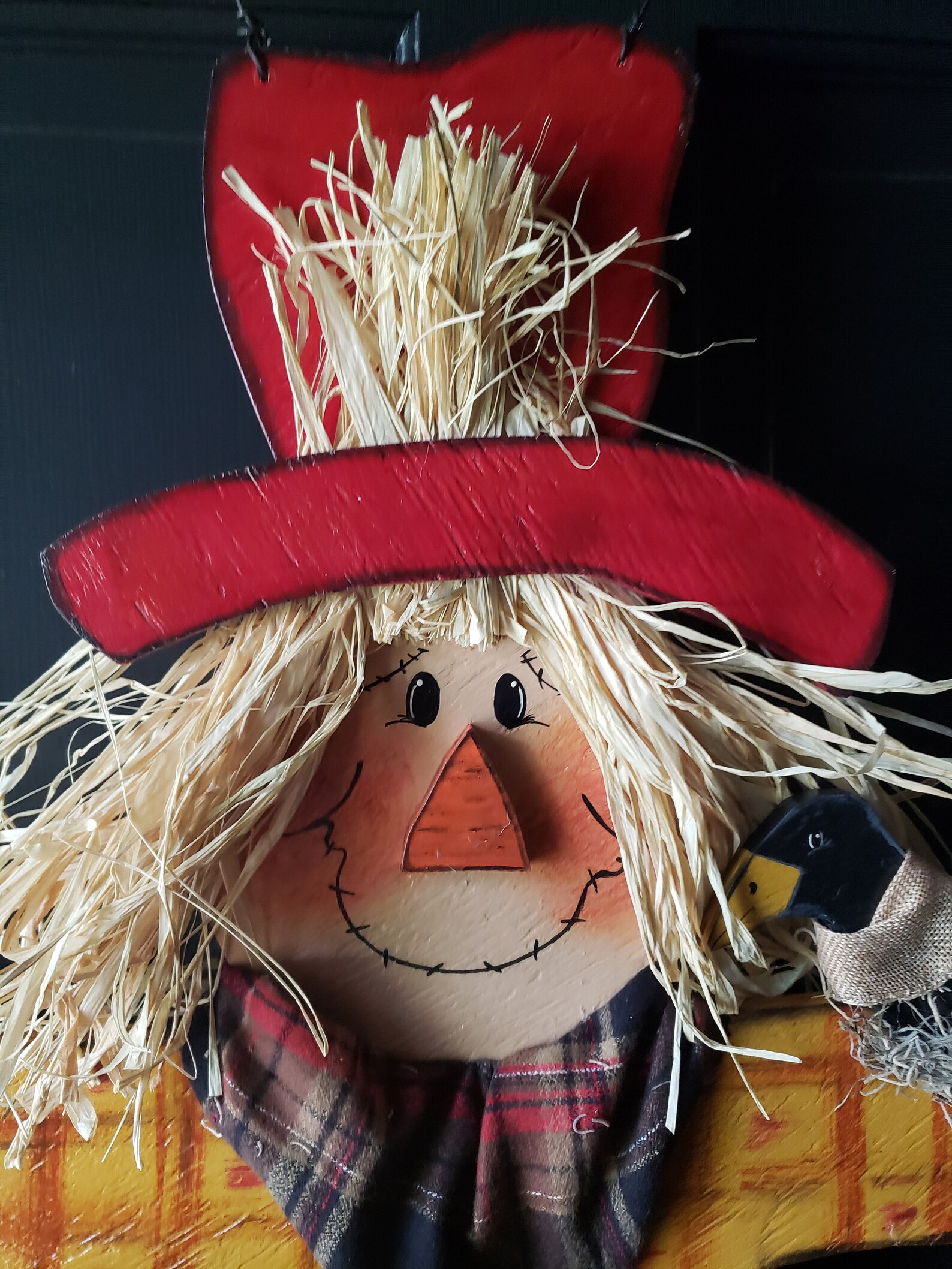 Happy Fall Outdoor Door Hanger Cecil Scarecrow CROW PATROL Wood Porch ...