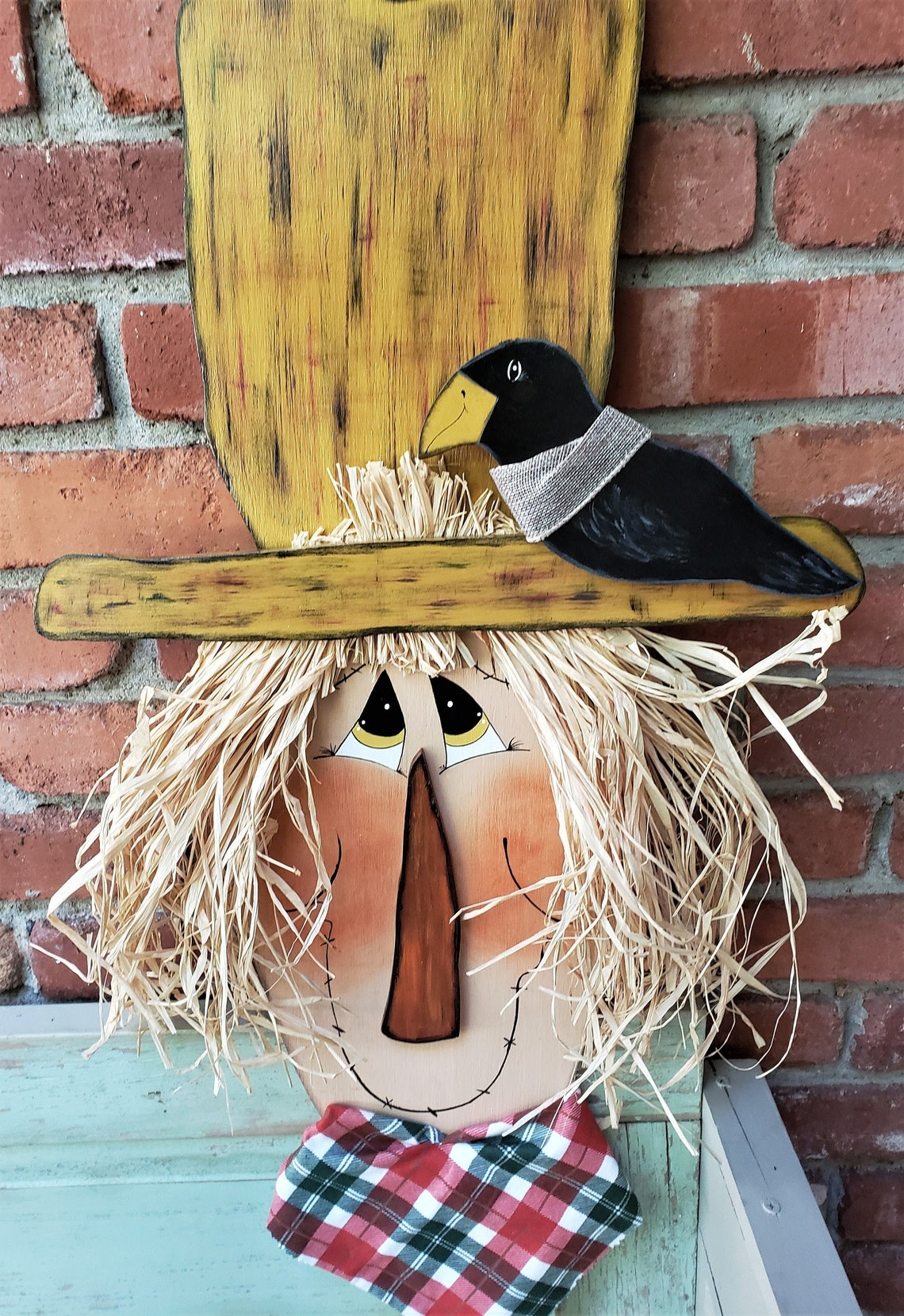 Oversized Silas Scarecrow W/ Black Crow Fall Oversized Wooden Wall ...