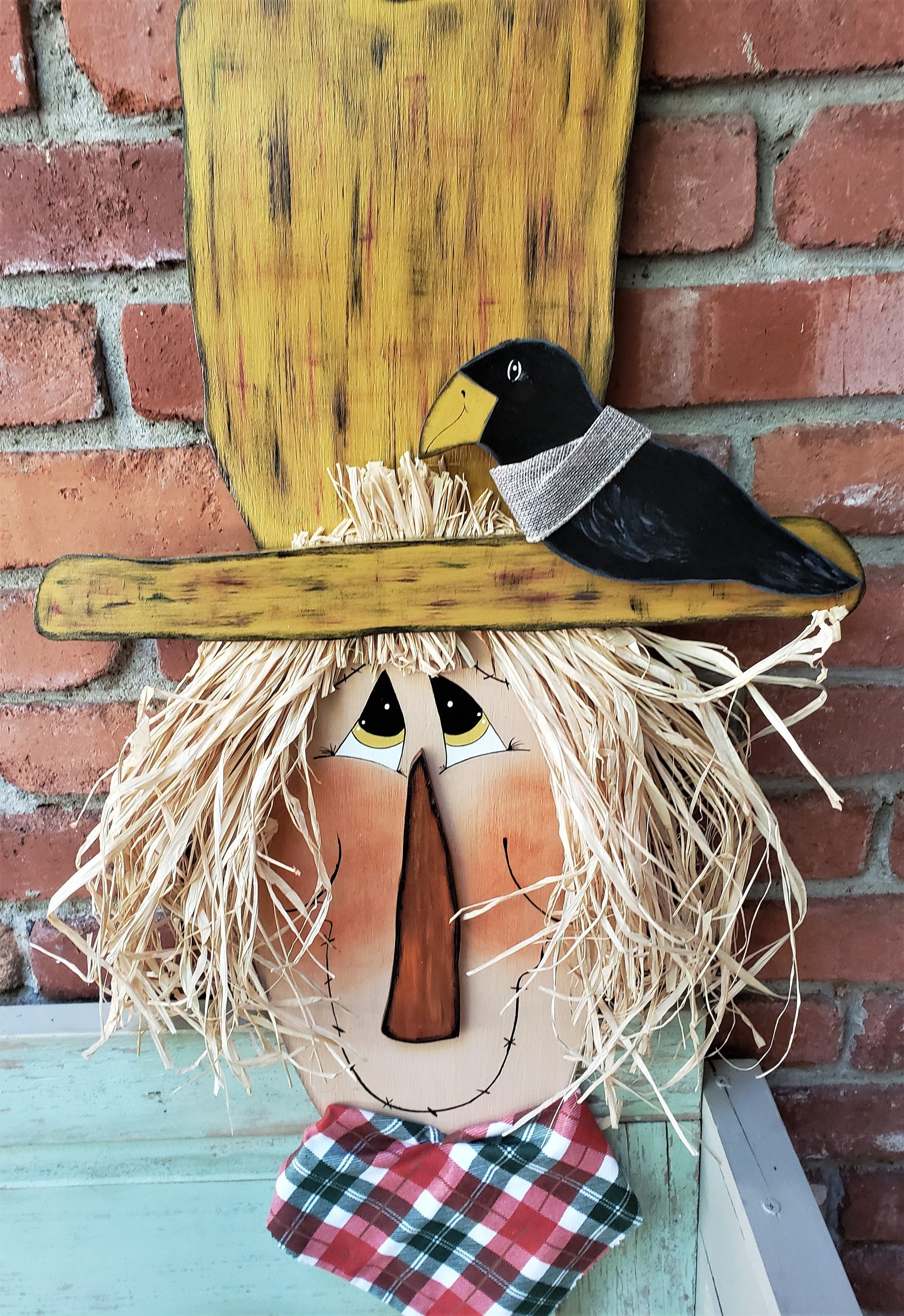 Oversized Silas Scarecrow W/ Black Crow Fall Oversized Wooden Wall ...