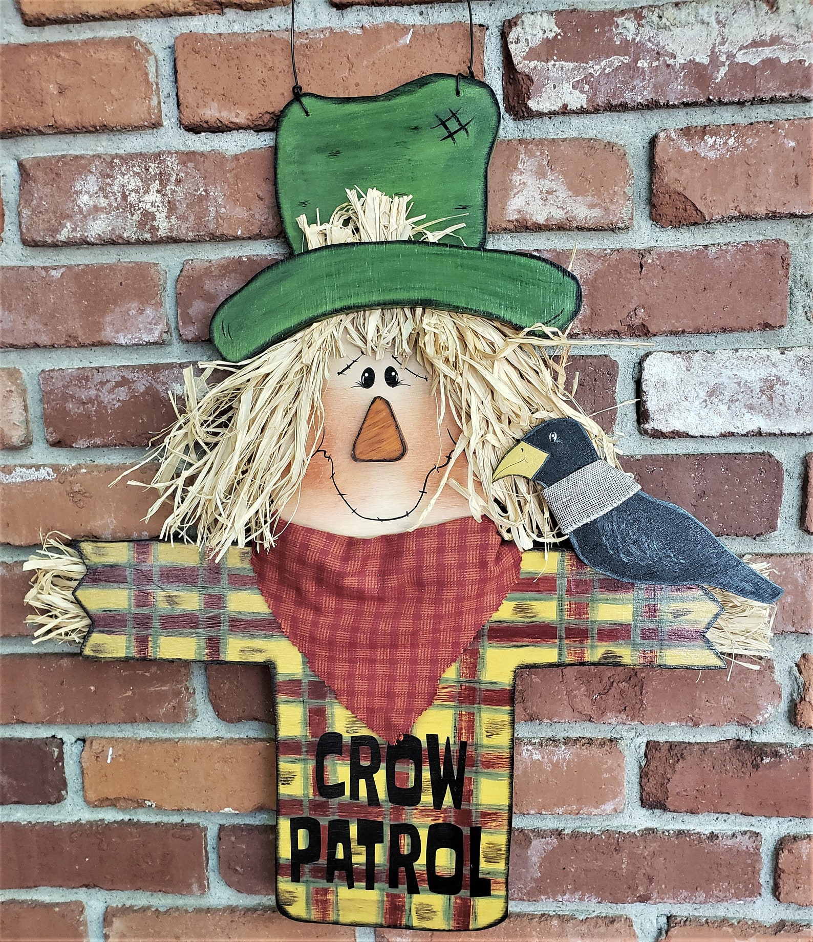 Happy Fall Outdoor Door Hanger Cecil Scarecrow CROW PATROL - Etsy
