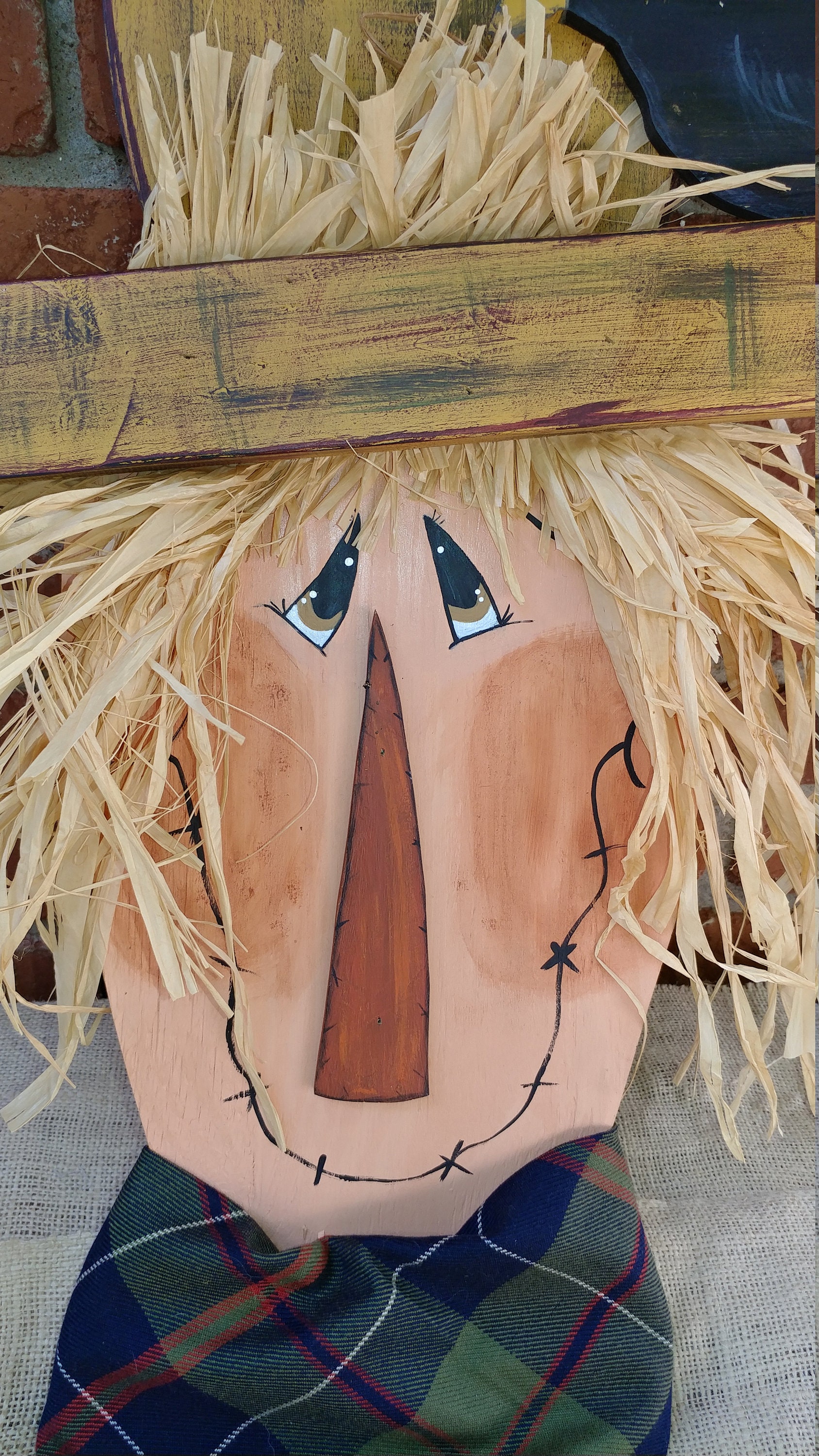 Oversized Silas Scarecrow w/ Black Crow Fall Oversized Wooden | Etsy