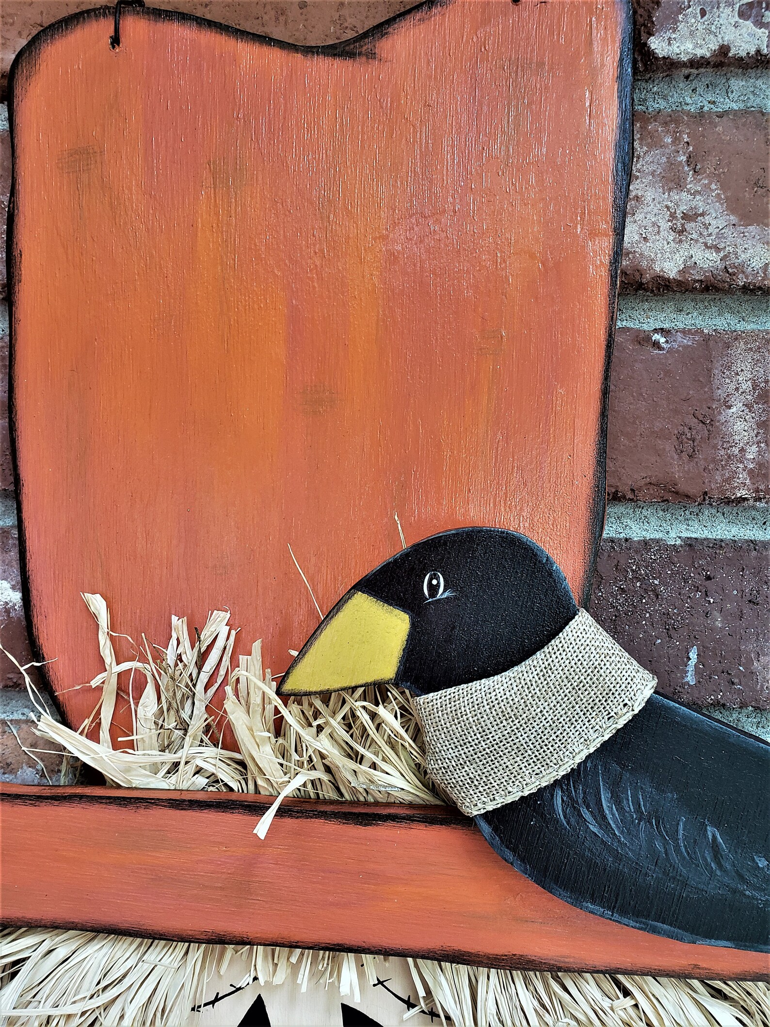 Oversized Silas Scarecrow W/ Black Crow Fall Oversized Wooden Wall ...