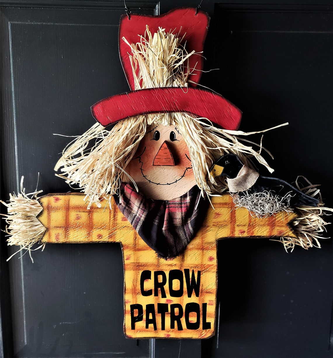 Happy Fall Outdoor Door Hanger Cecil Scarecrow CROW PATROL - Etsy