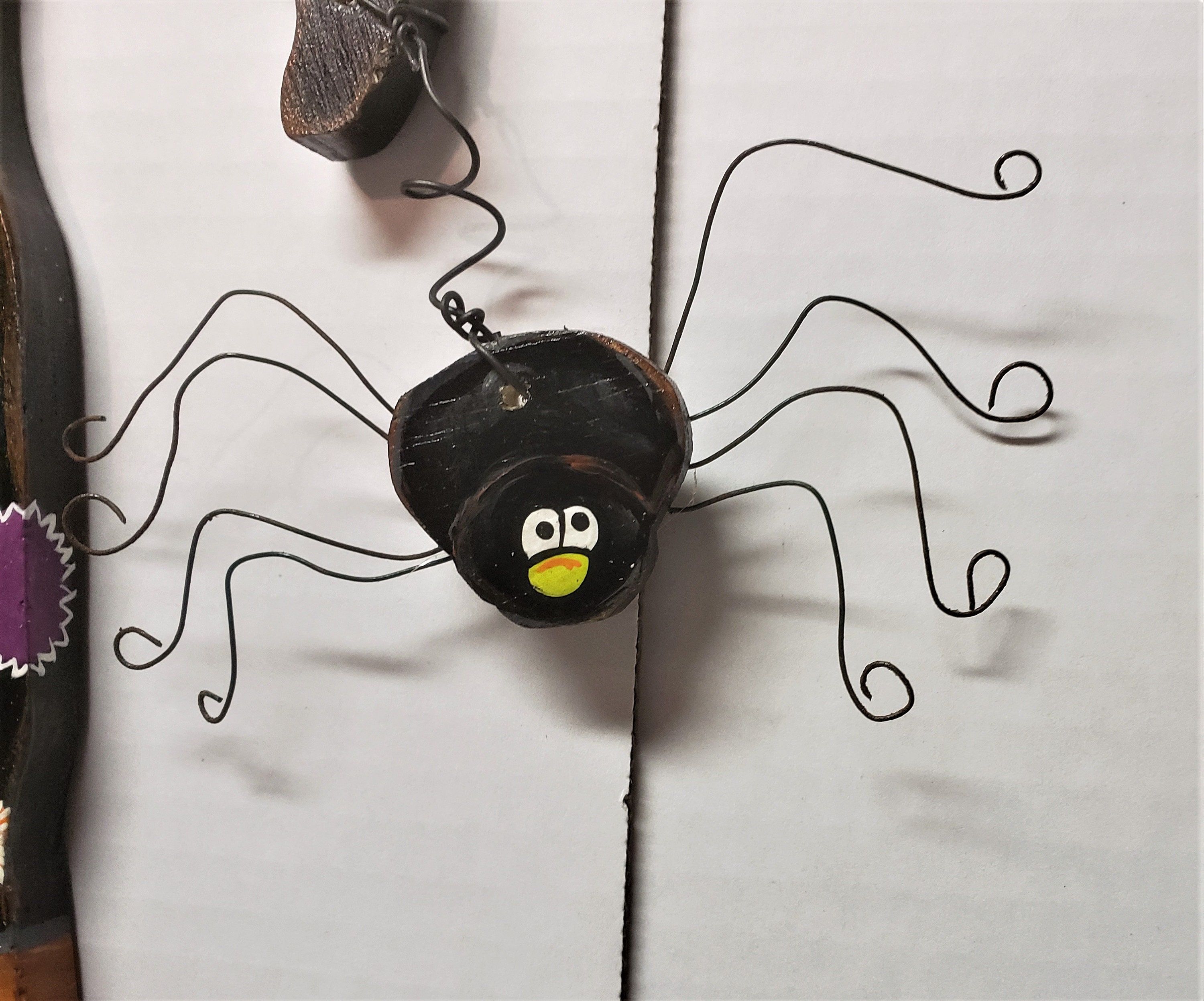 Halloween Trick or Treat Witch Hat Black Orange Green Hanging Spider ...