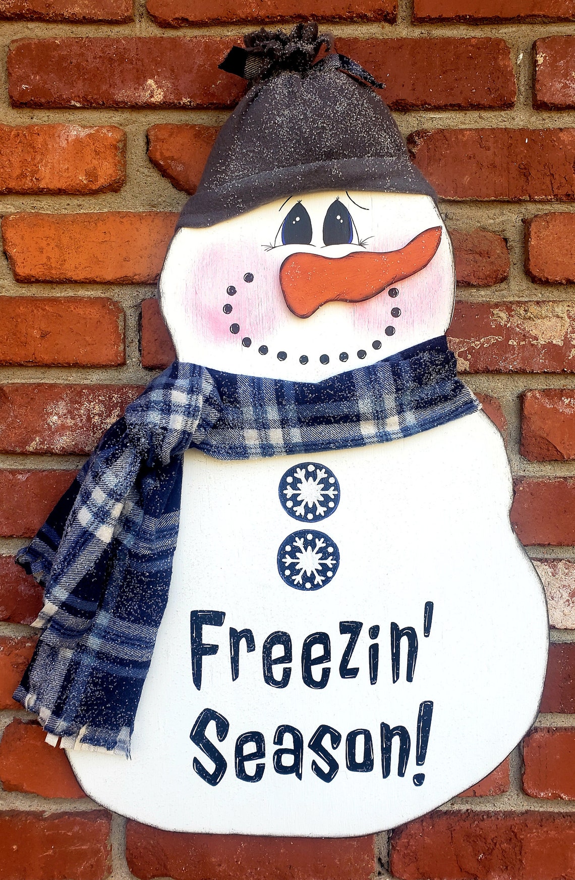 Sammie the Snowman Sparkly Winter Farmhouse Let It Snow Wooden Door ...