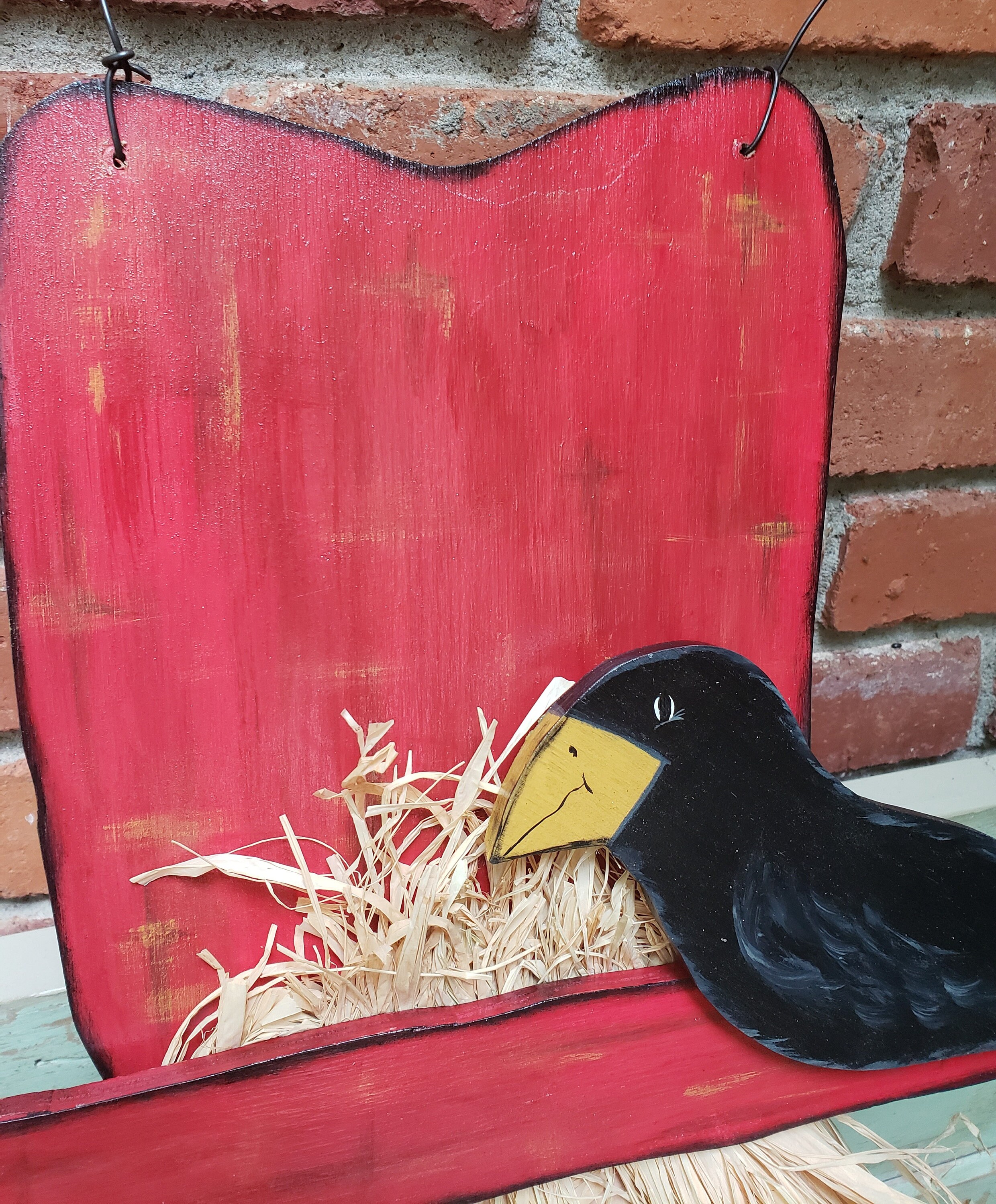 Oversized Silas Scarecrow W/ Black Crow Fall Oversized Wooden Wall ...