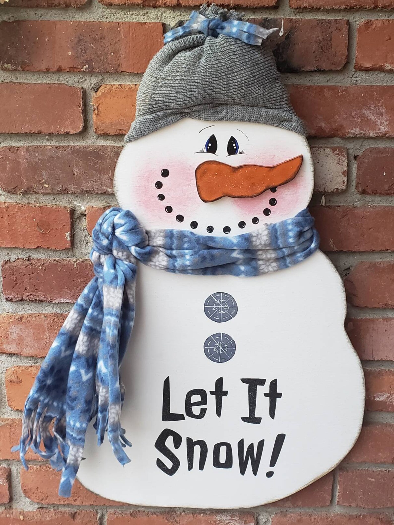 Sammie the Snowman Sparkly Winter Farmhouse Let It Snow Wooden Door ...