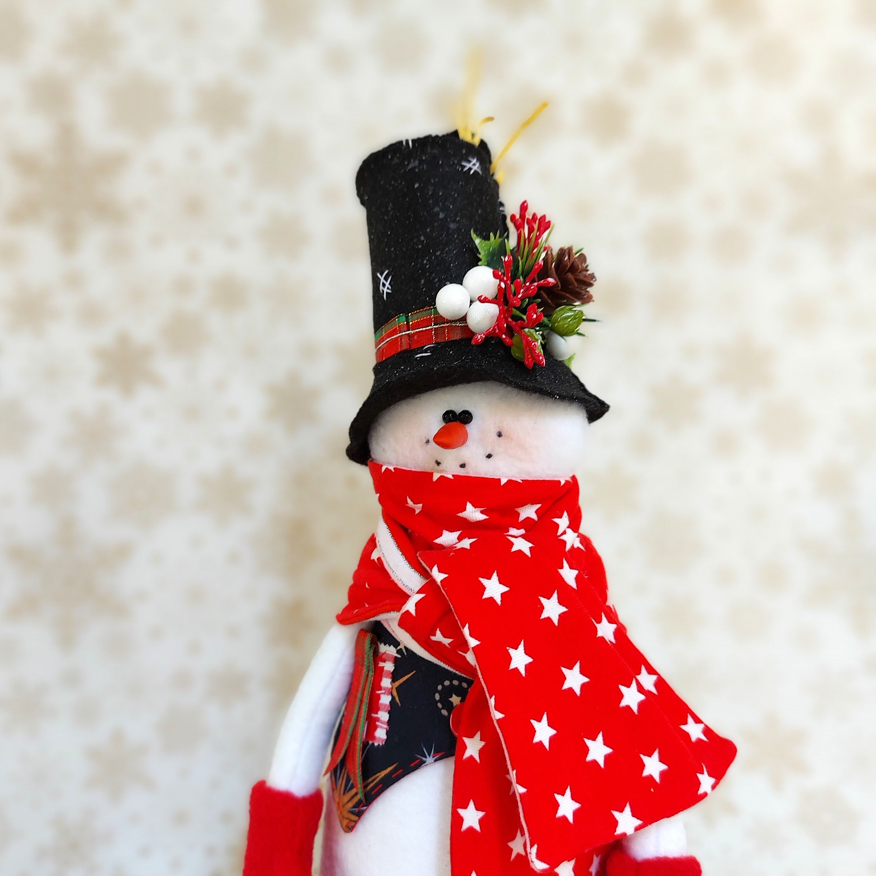 DIY Snowmen, Primitive Snowman Pattern to Sew Soft Toy, Stuffed Snowmen ...