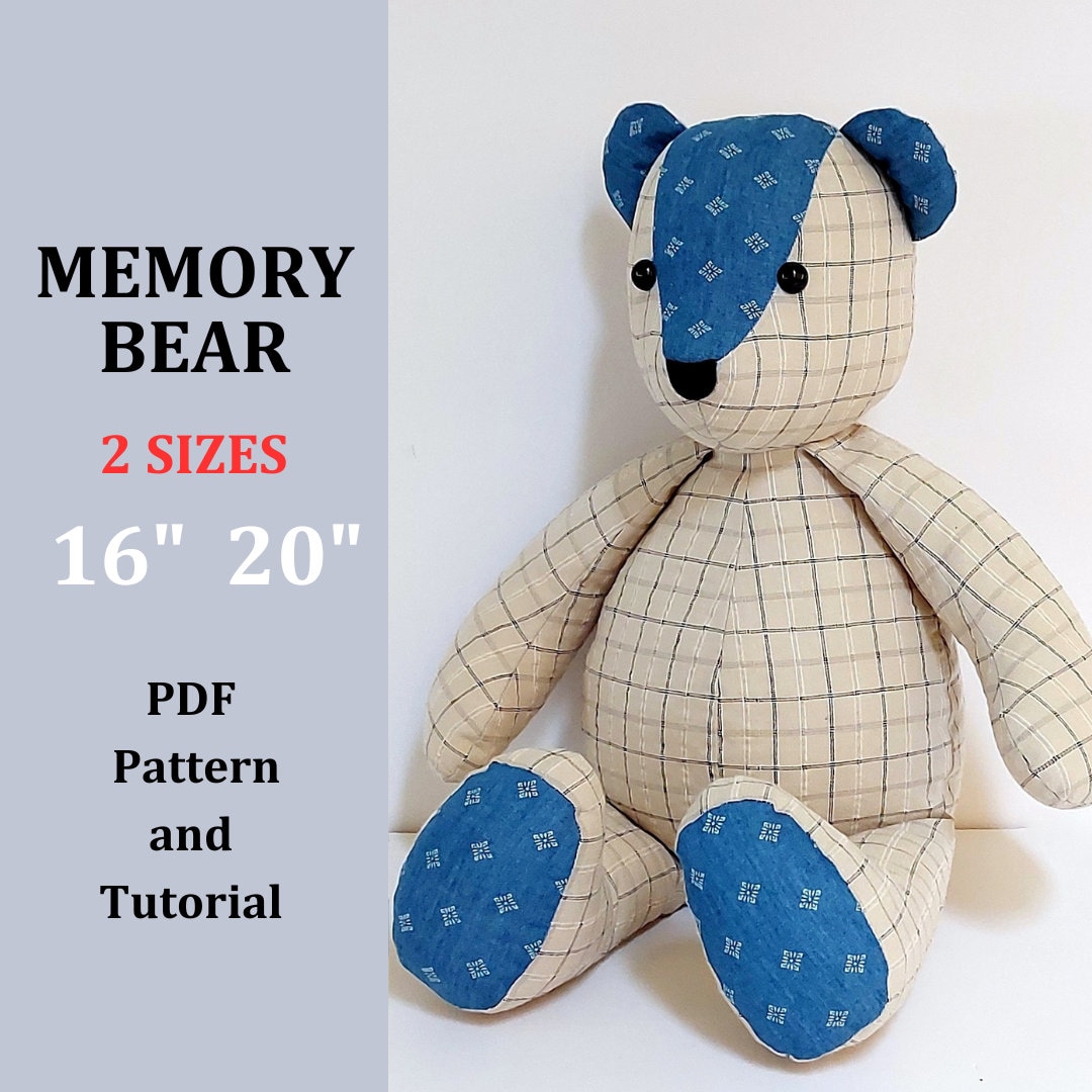 Memory Bear Pattern 16" and 20", Make Teddy Bear, Keepsake Bear Sewing ...