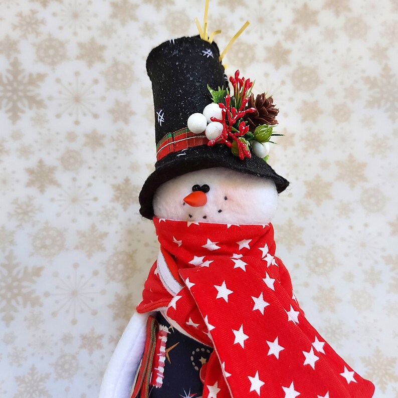 DIY Snowmen, Primitive Snowman Pattern to Sew Soft Toy, Stuffed Snowmen ...