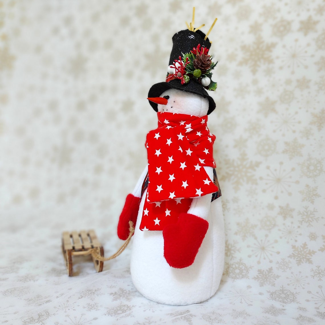 DIY Snowmen, Primitive Snowman Pattern to Sew Soft Toy, Stuffed Snowmen ...