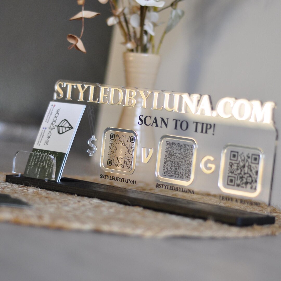 Custom Acrylic QR Code Business Sign With Card Holder - Etsy