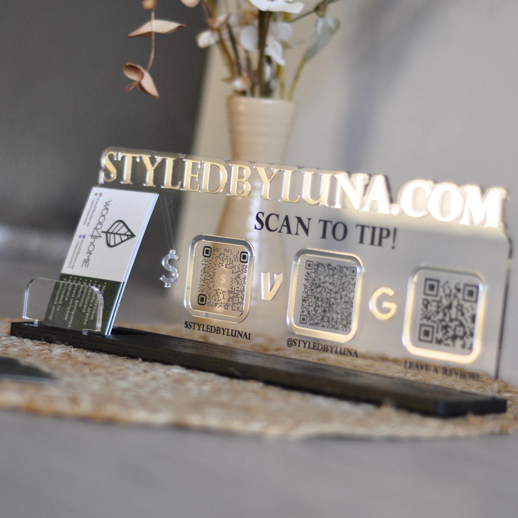 Custom Acrylic QR Code Business Sign With Card Holder - Etsy