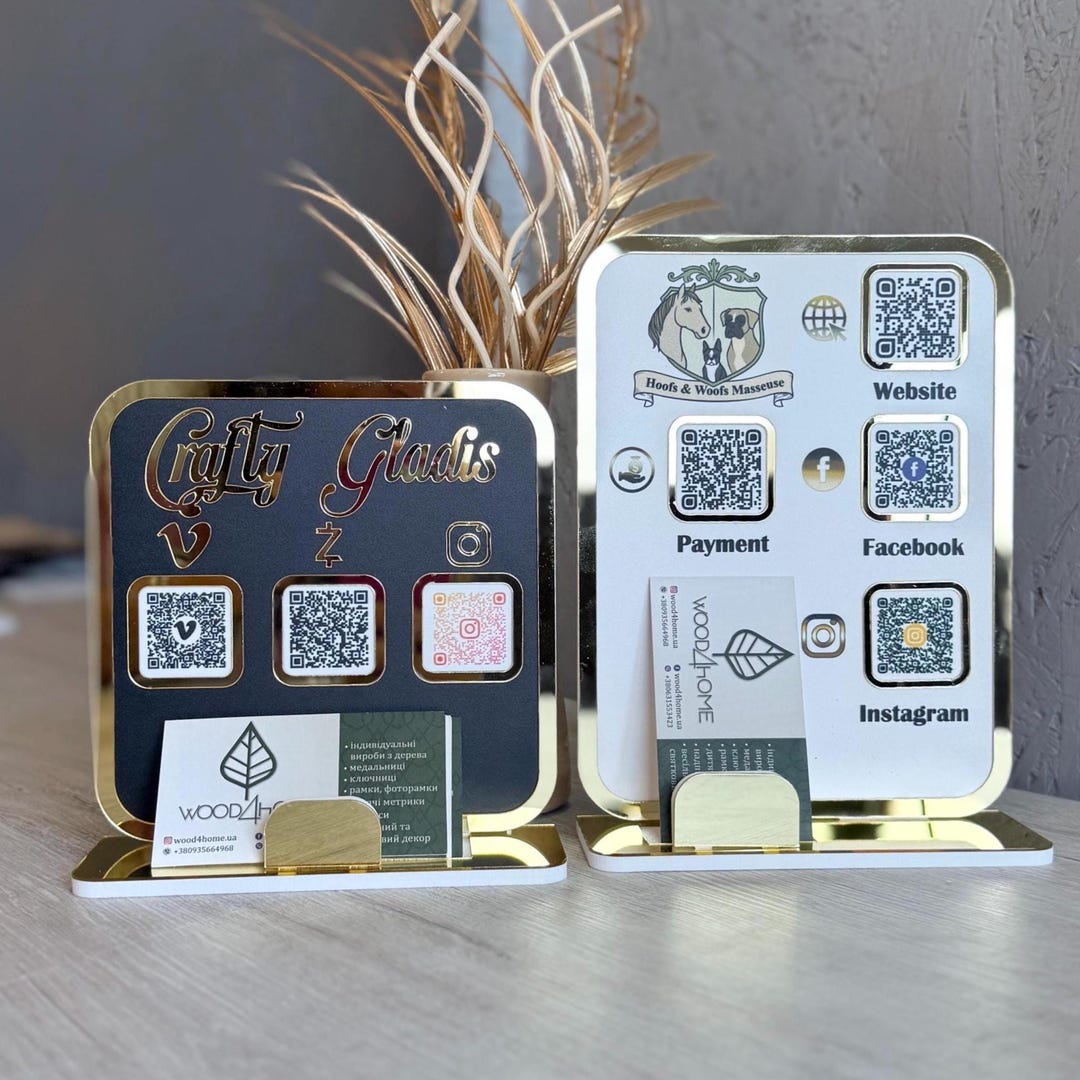 Custom Acrylic Business Sign With QR Code & Card Holder - Etsy