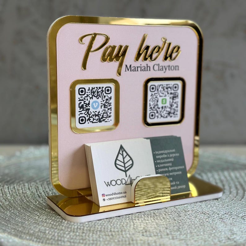 Acrylic QR Code Sign & Business Card Holder: Scan to Pay - Etsy