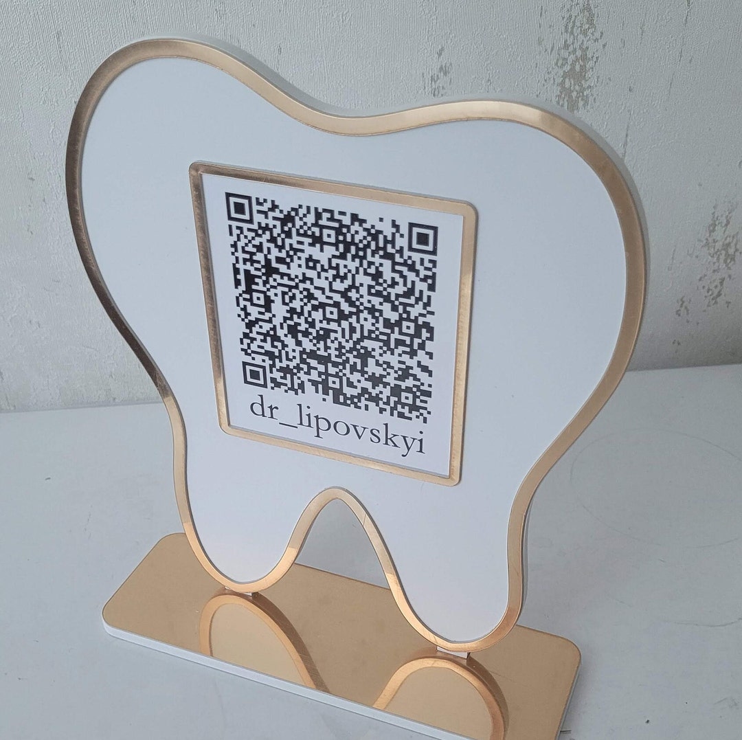 Personalized Dental Office Sign With Qr Code in the Form of a Tooth ...