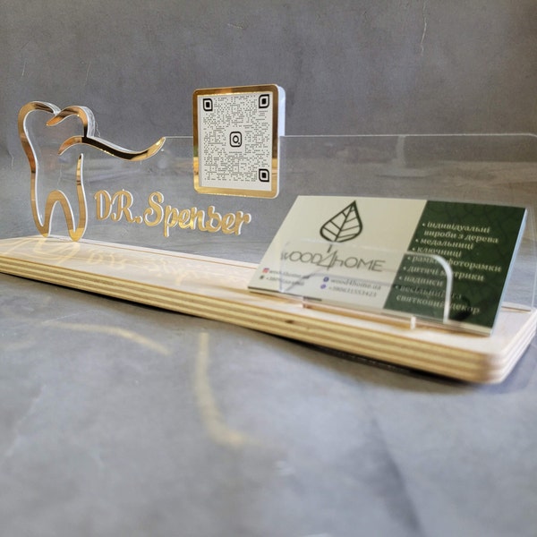 Qr Code Stand With Business Card Holder - Etsy