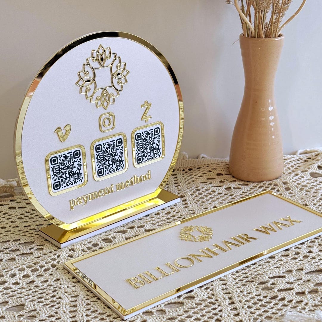 Round Qr Code Business Signage Card Holder Multi Qr Code - Etsy