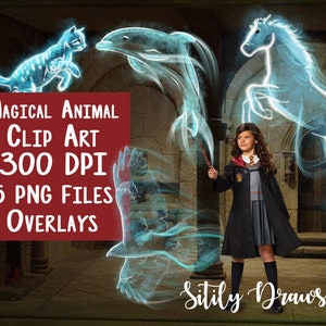 Magical Animals Wizard Wands Overlay Clip Art Instant Digital Download ...